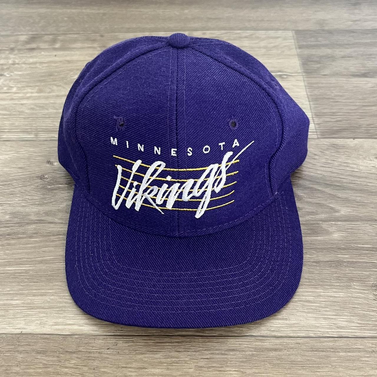 vintage 90s MINNESOTA VIKINGS SCRIPT BARS SNAPBACK... - Depop