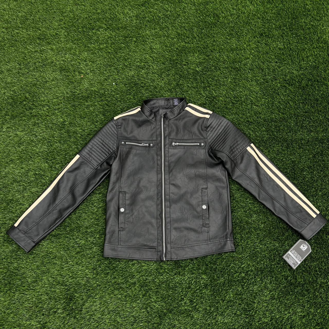 Distortion Leather Jacket - Depop