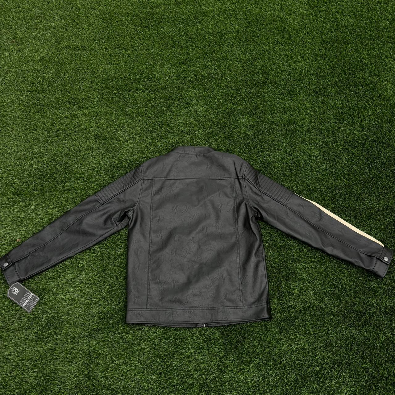 Distortion Leather Jacket - Depop