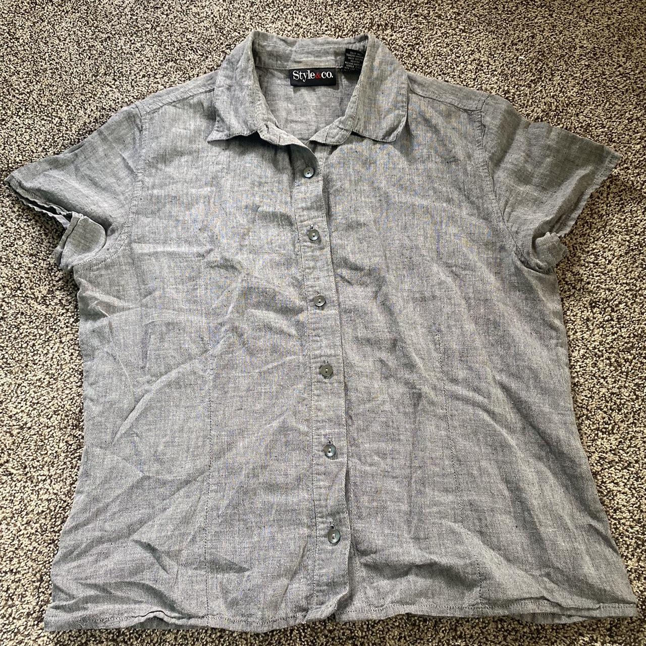 Style and Co grey button up shirt tagged a size... - Depop