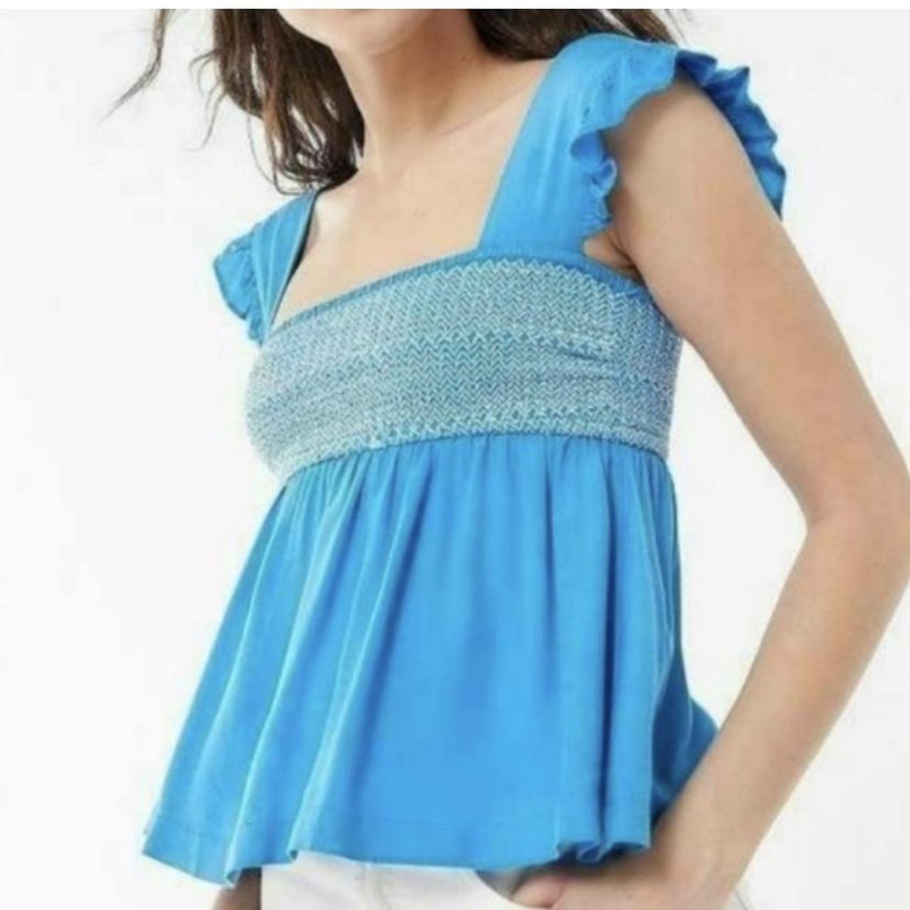 Urban outfitters blue runched top. Size: M. - Depop