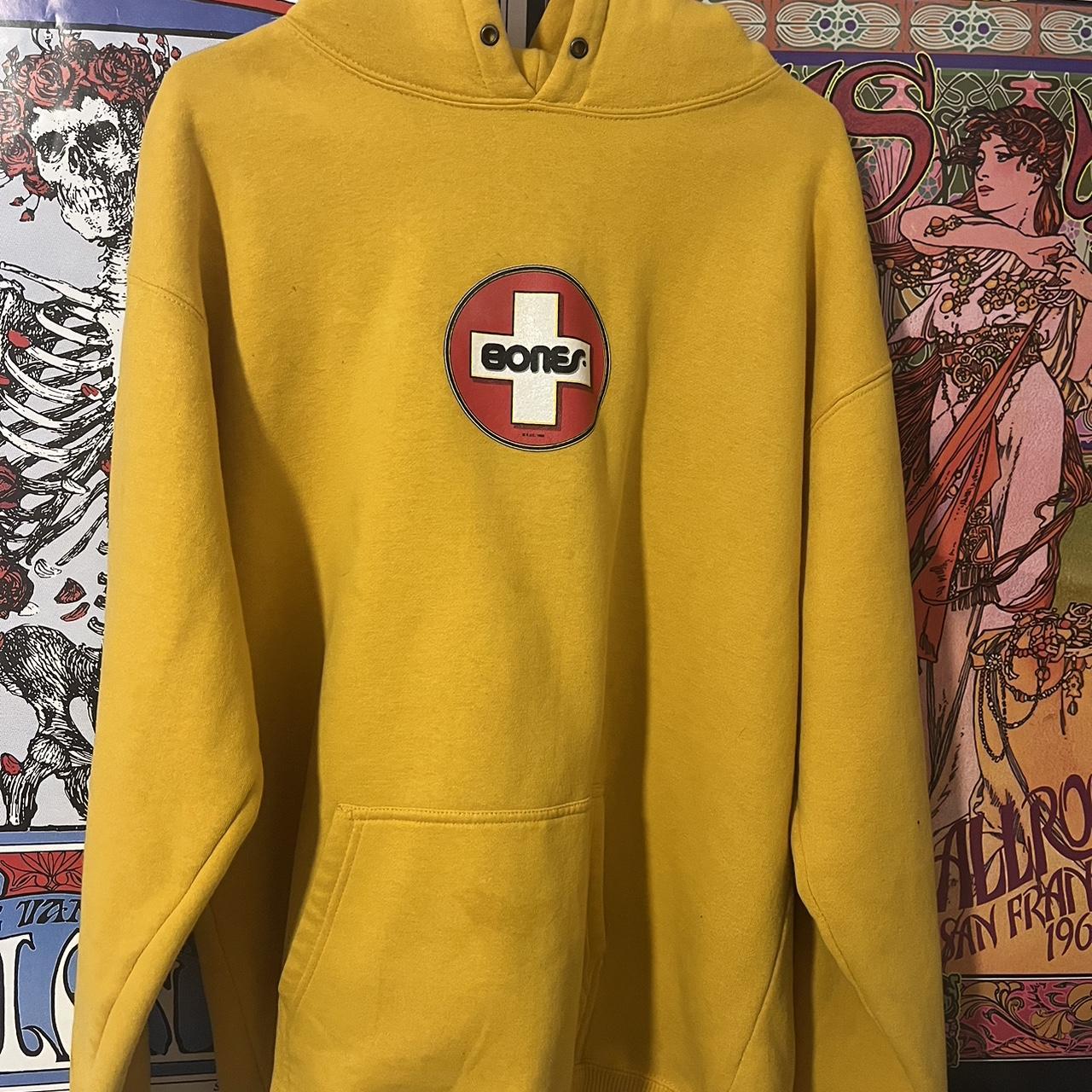 yellow bones hoodie size large skate... - Depop