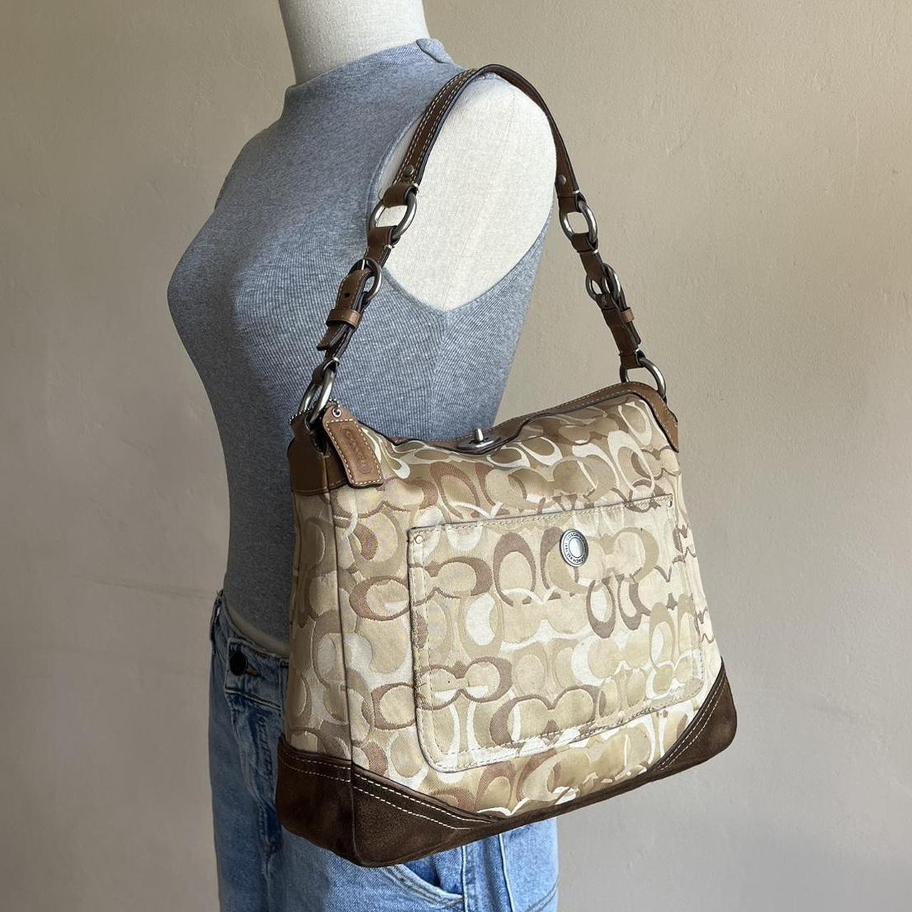 Coach monogram shoulder bag 🤎🧸 tan coach monogram... - Depop