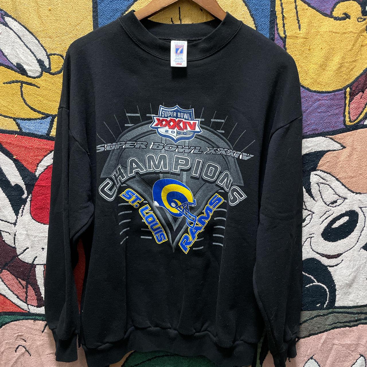 2000 Rams Super Bowl black crewneck sweatshirt... - Depop