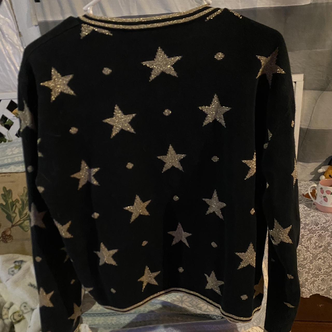 Black sweater with sparkly gold stars all over by... - Depop