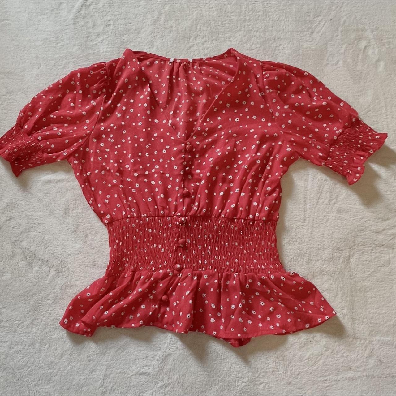 Altar'd State Women's Red and White Crop-top | Depop