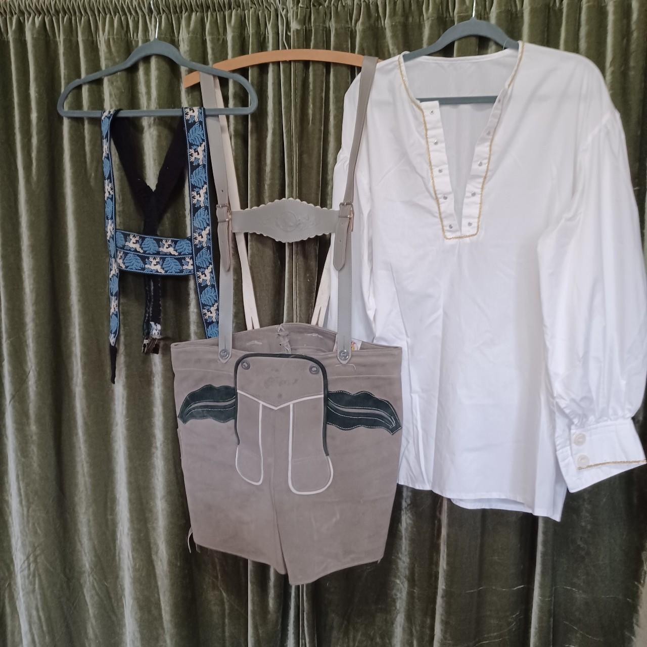 USA Made Gray Cow Lederhosen set. Lederhosen is made... - Depop