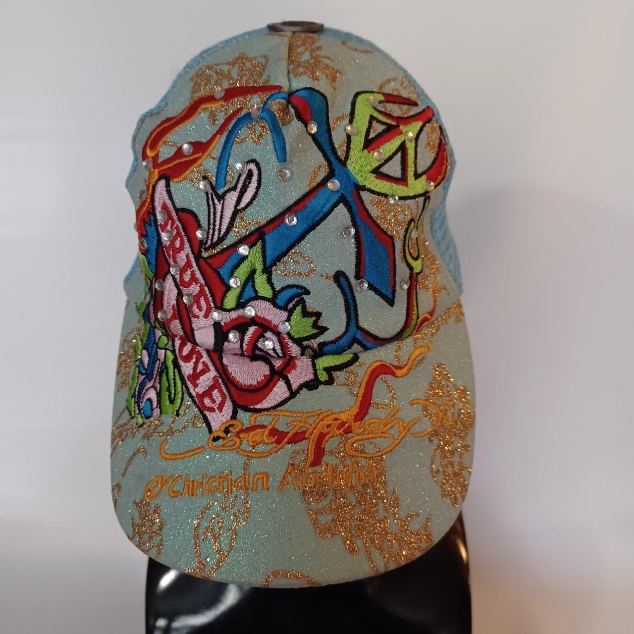 Ed Hardy True Love Anchor Rose Trucker Snap Back.... - Depop