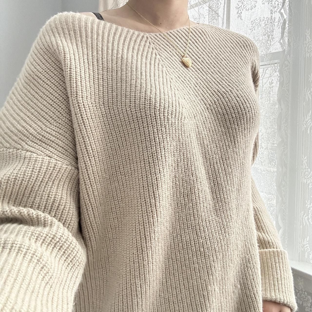 ribbed cream sweater 🕊️ • boat neck style sweater... - Depop