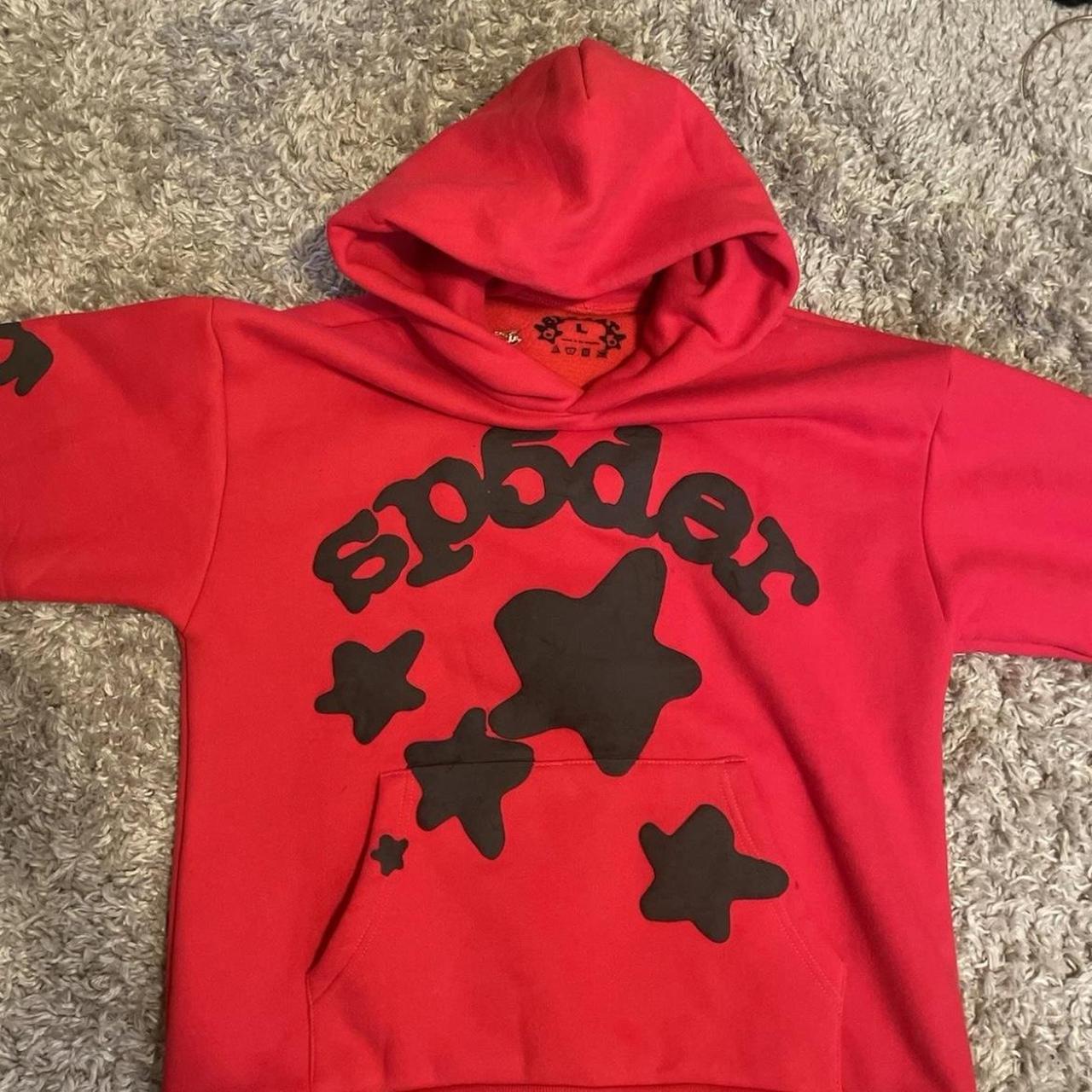 Red and black beluga Spider hoodie red, black,... | Depop