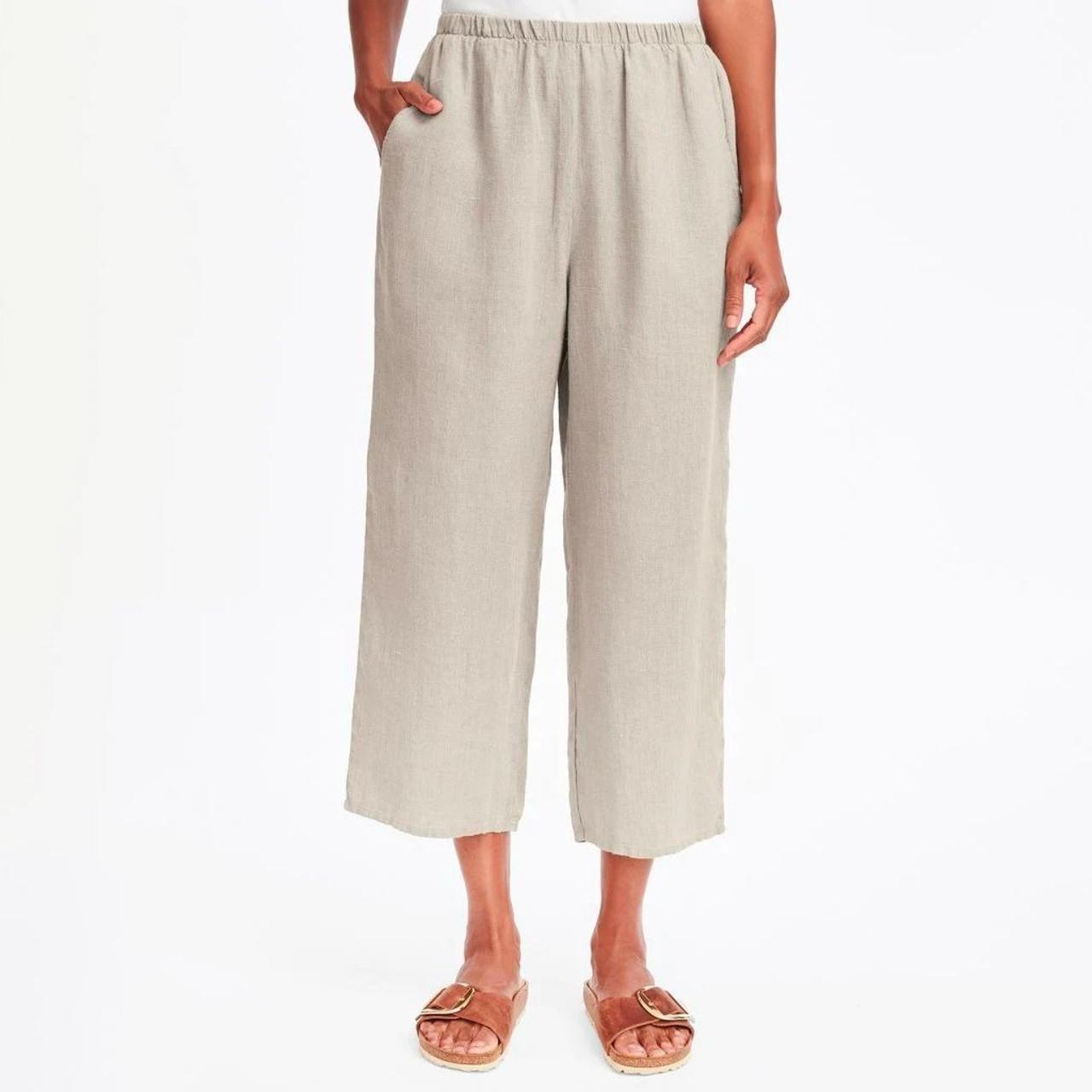 Womens Floods Wide Leg Linen Crop Pants With Depop