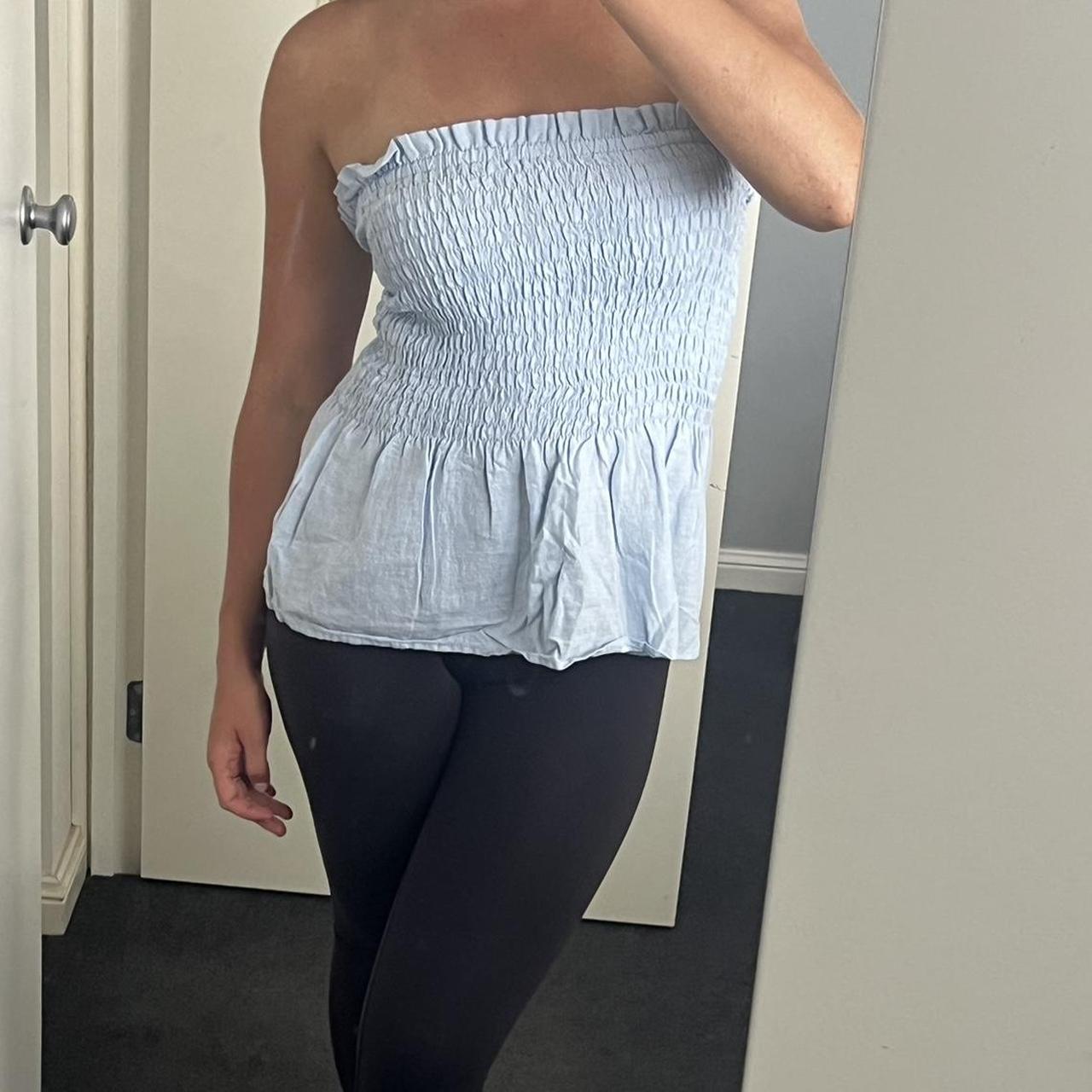 Glassons strapless baby blue top, super cute styled... - Depop