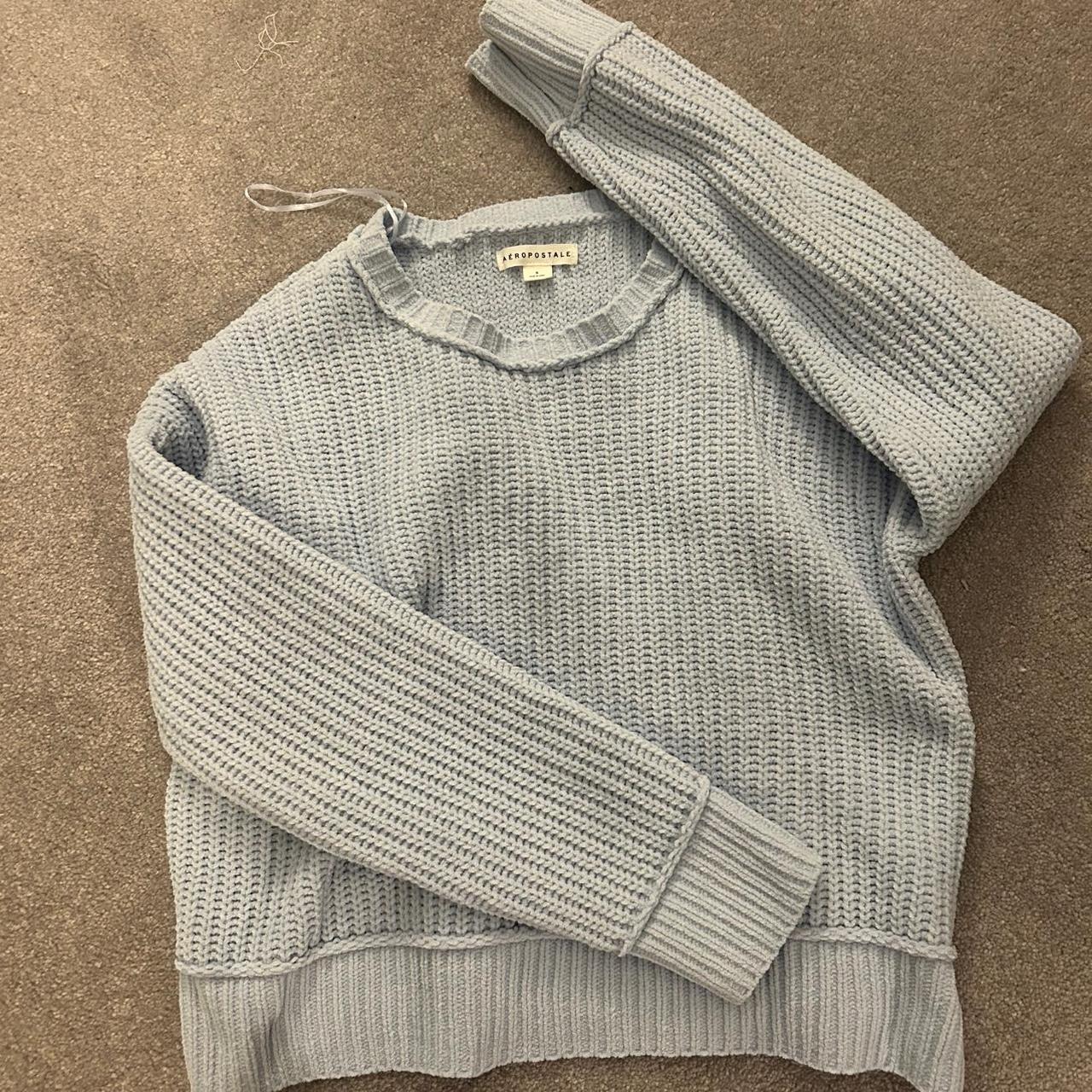 Aéropostale Light blue knit sweater | Depop