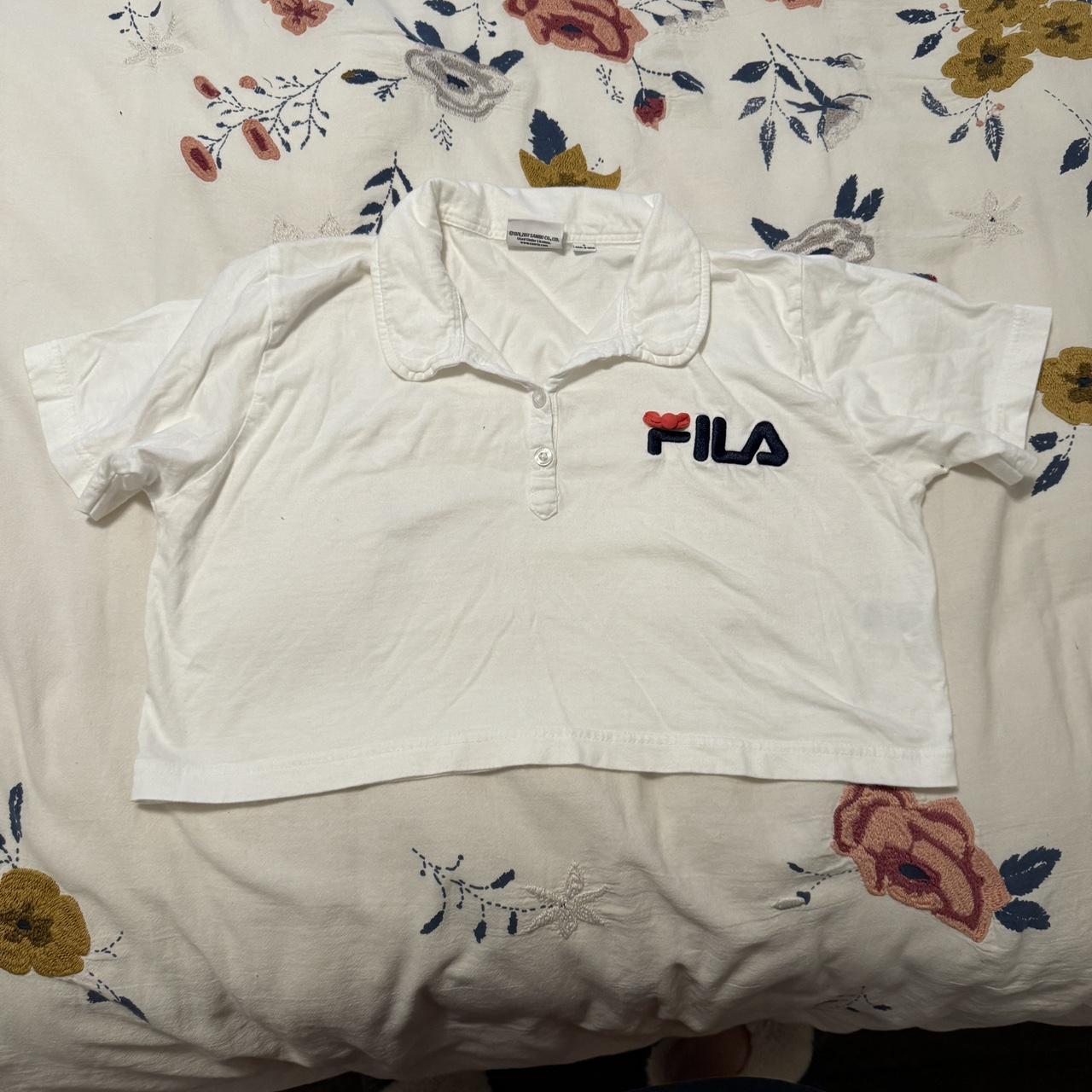 hello kitty sanrio x fila polo crop top size small - Depop