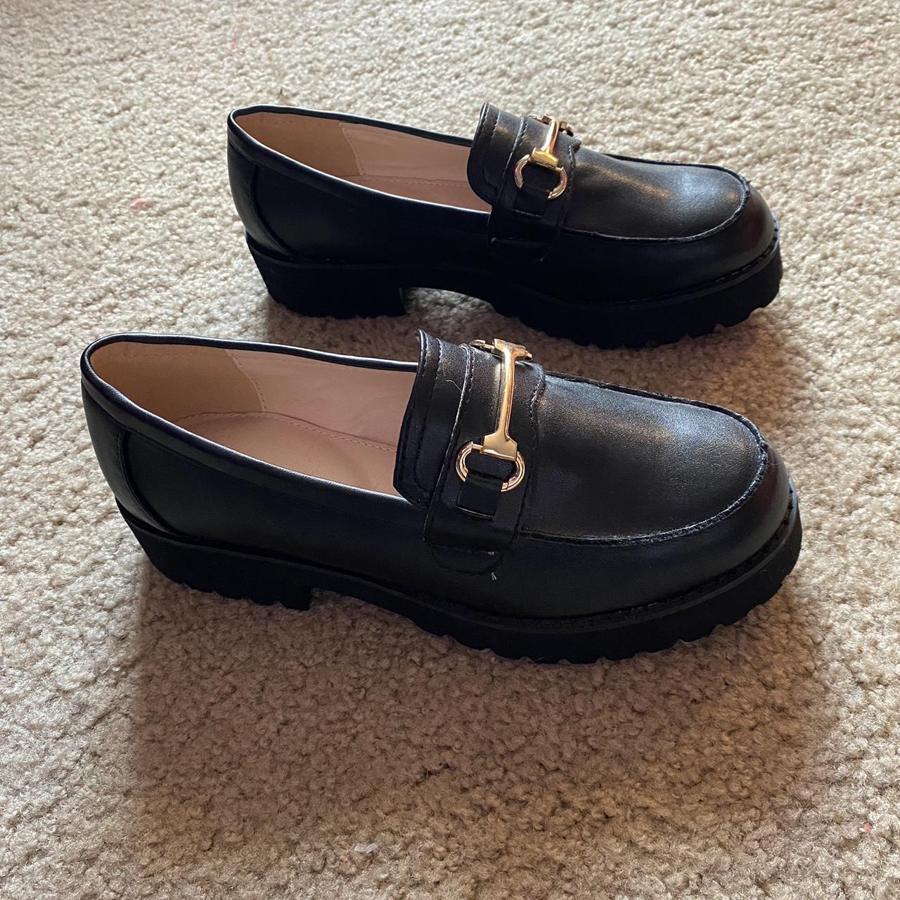 Princess Polly Women's Black Loafers | Depop