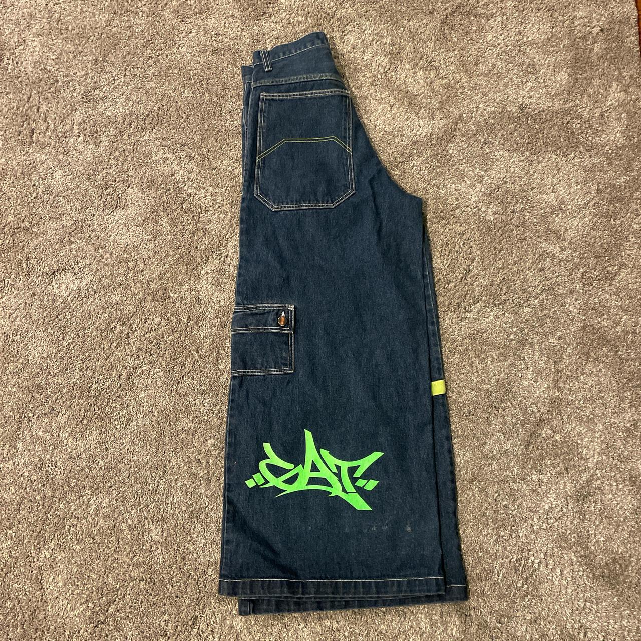 Insanely Rare Vintage 90s GAT Rave Jeans Size 30... - Depop