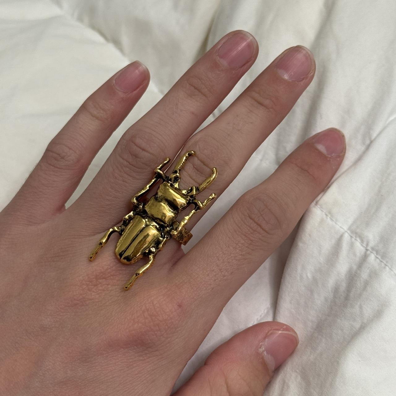 sza lana gold inspired bug beetle ring adjustable... | Depop