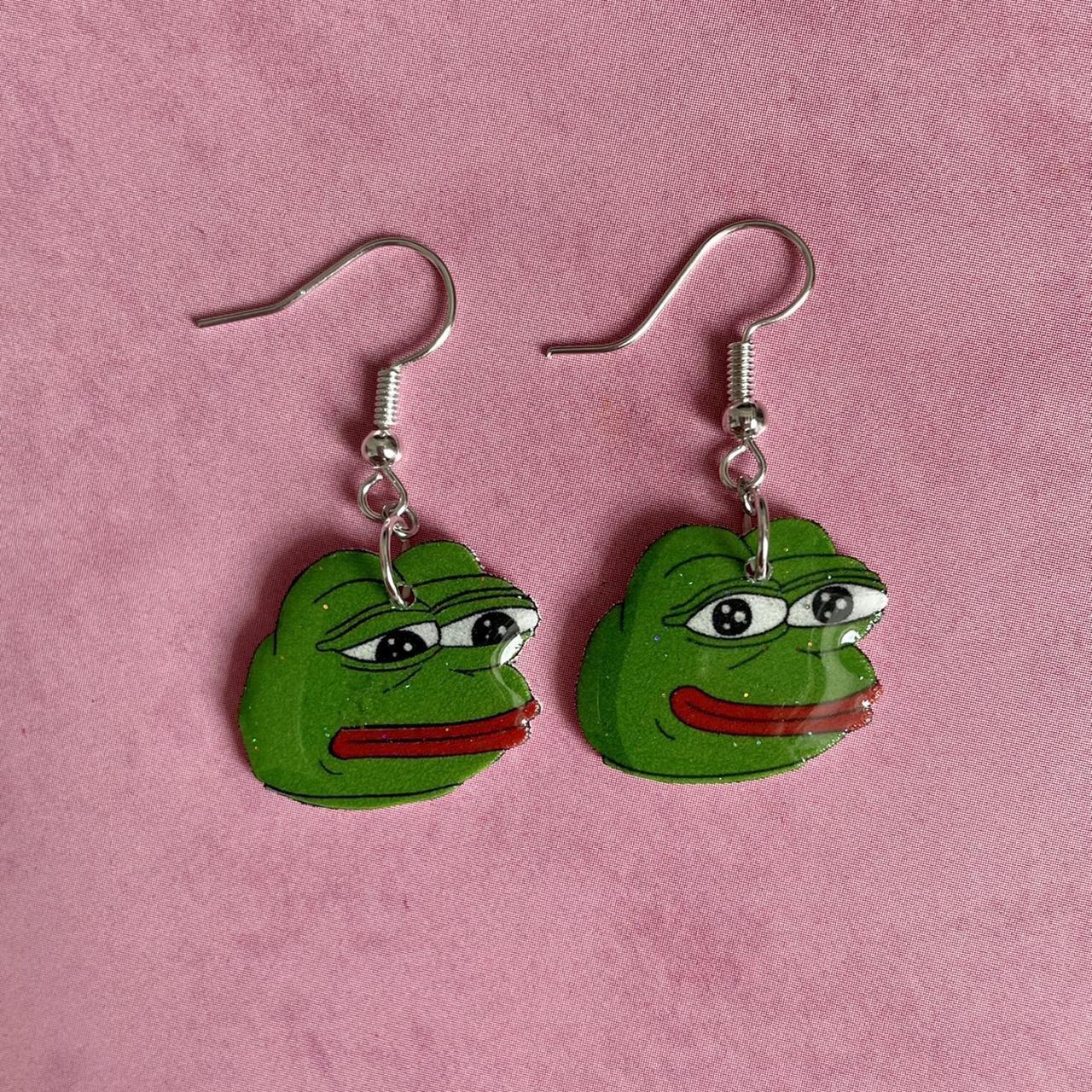 Pepe Meme Inspired Earrings Cartoon earrings... - Depop