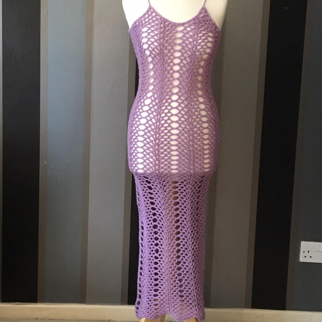 Handmade crocheted Bodycon maxi dress in Lilac Made... - Depop