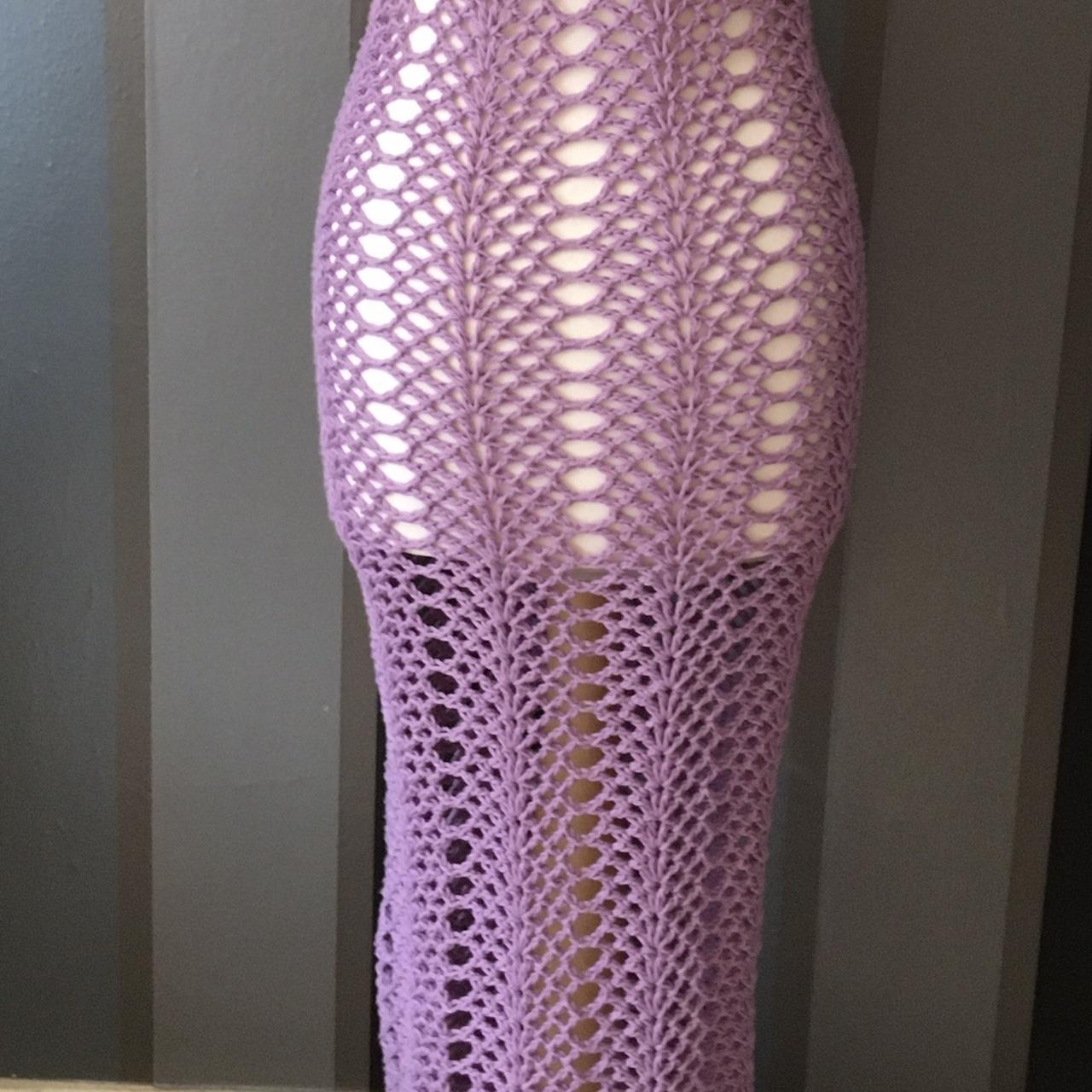 Handmade crocheted Bodycon maxi dress in Lilac Made... - Depop