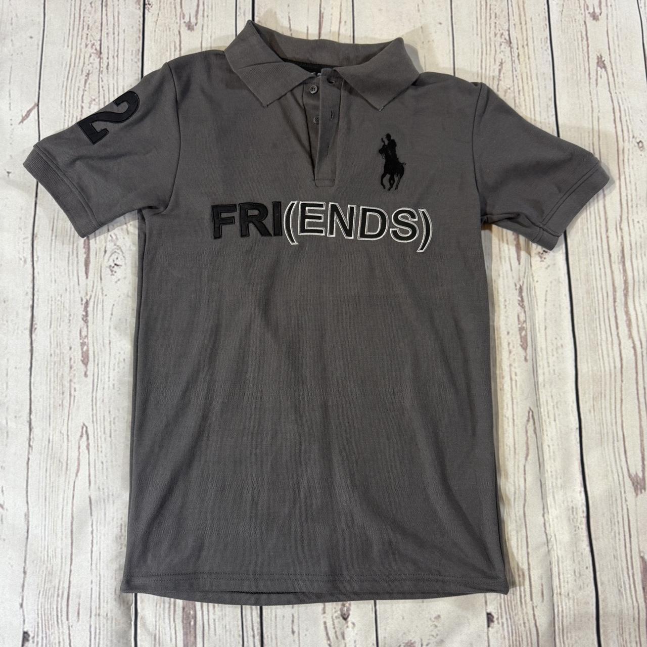 USED TO BE FRIENDS POLO SIZE L #polo #black #grey | Depop