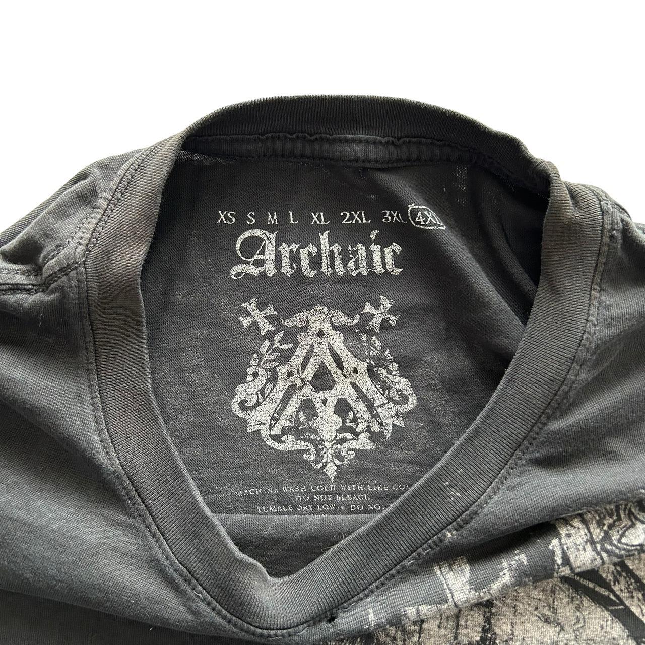 y2k cyber goth crazy skulls archaic affliction baggy... - Depop