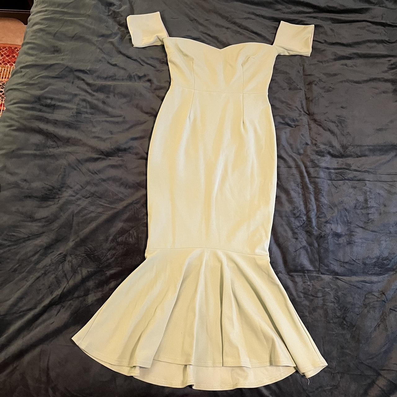 True Violet light green bardot style mermaid... - Depop