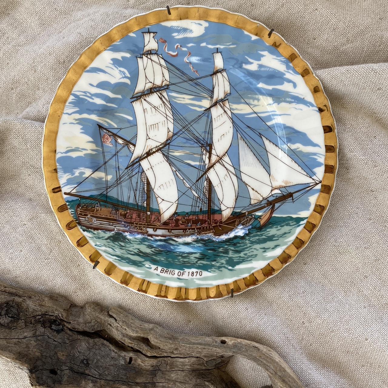 Bone China display plate with metal hanger. Made in... - Depop