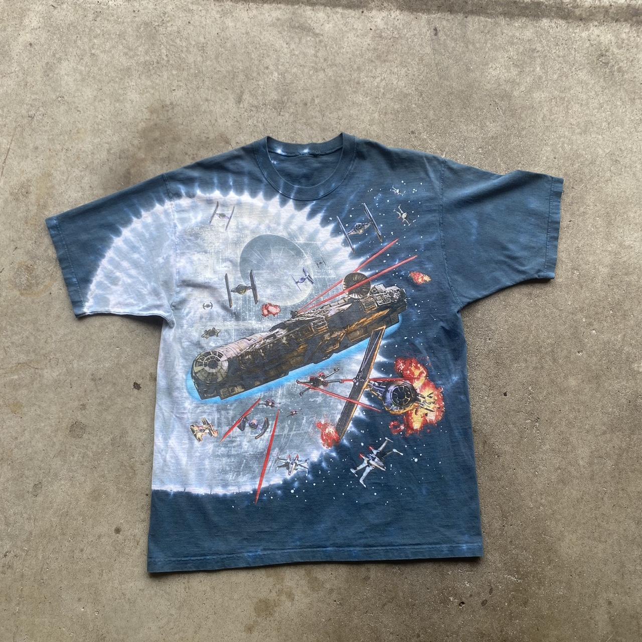 1997 Star Wars AOP liquid blue tshirt Fits an... - Depop
