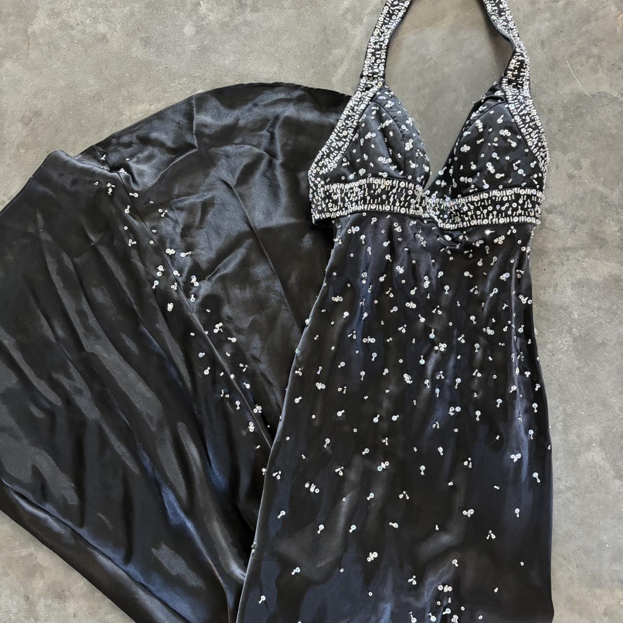 Y2K satin sequin formal dress Halter style formal/... - Depop