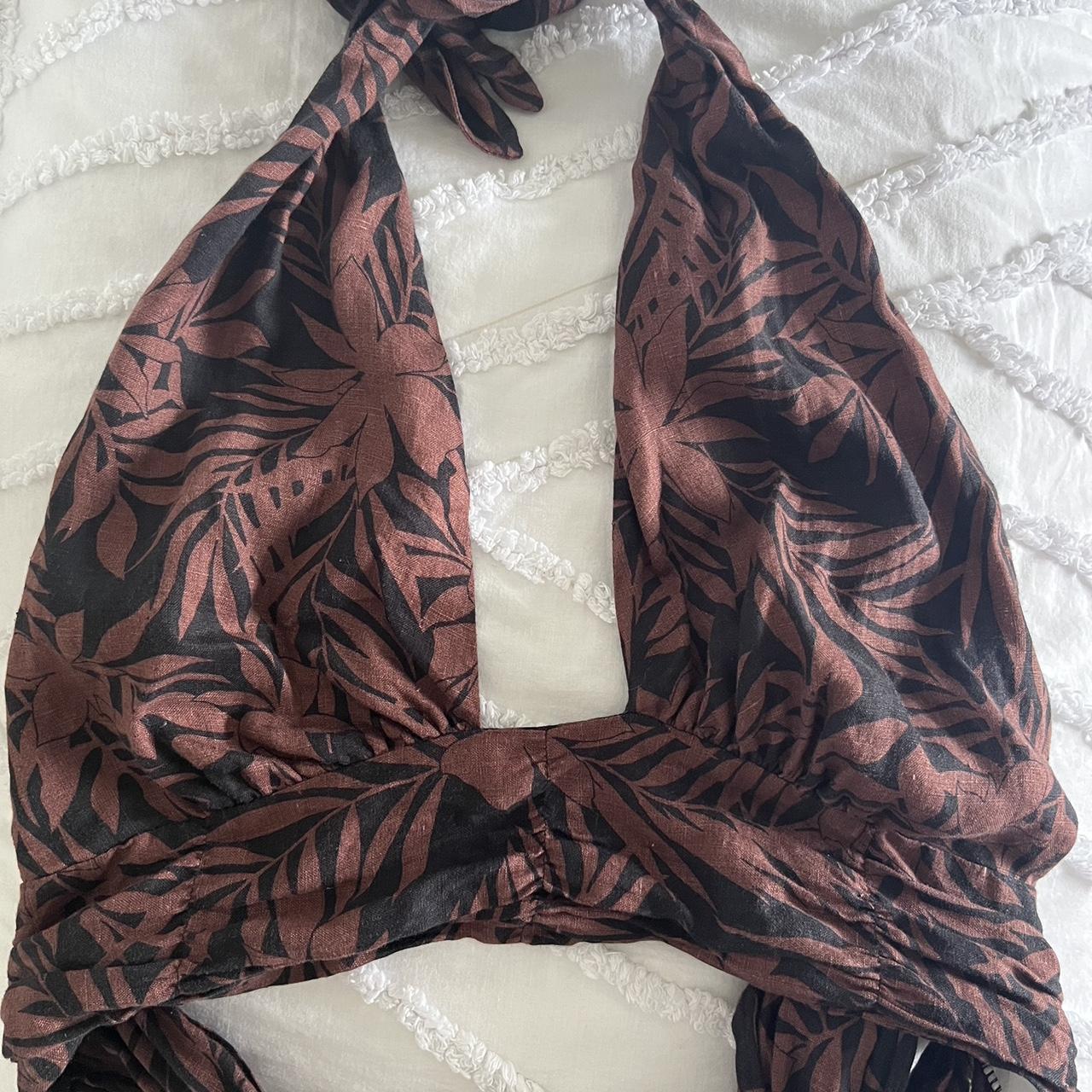 Palm halter tie up top Only worn once - Depop
