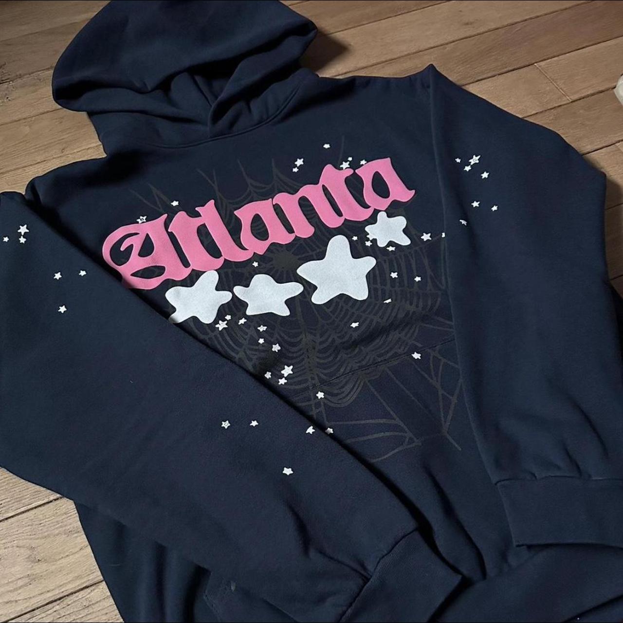 Navy Sp5der Worldwide Atlanta Hoodie Never worn with... - Depop