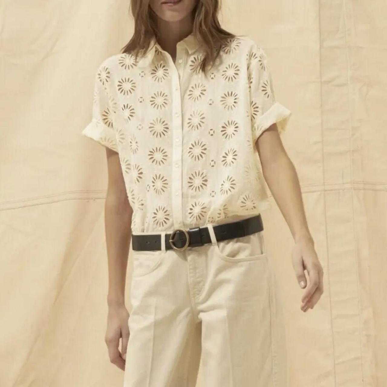 Ba&sh Women's Cream and Tan Blouse | Depop