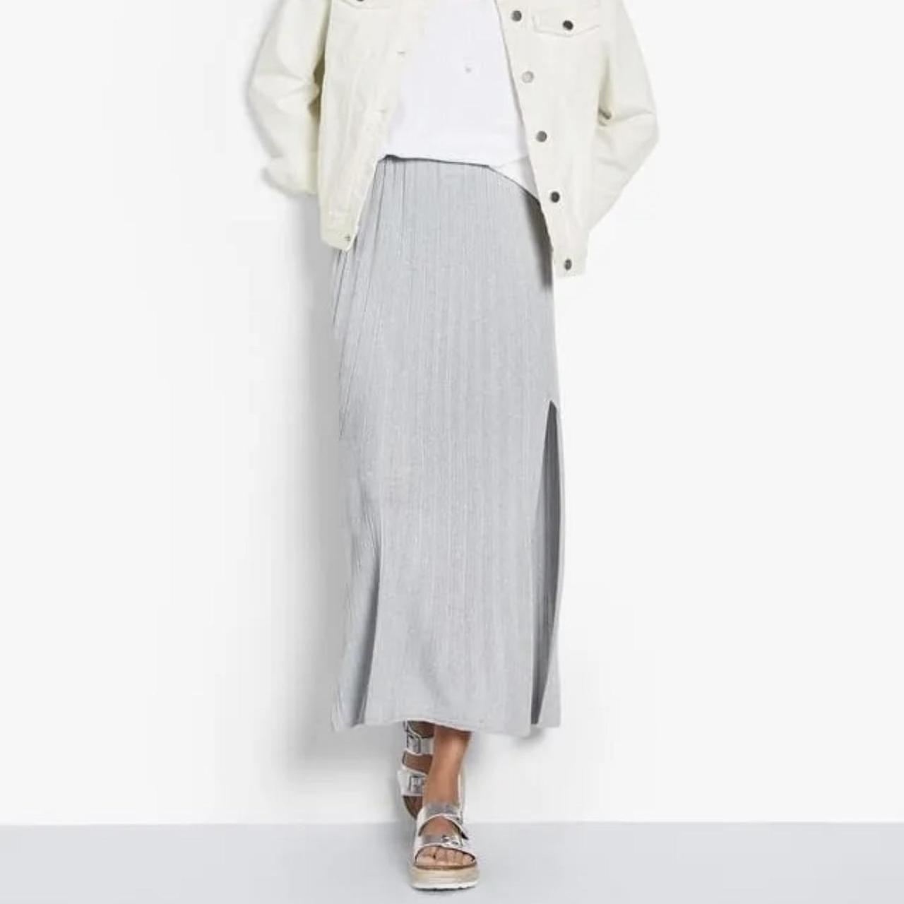 Hush Silver Metallic Shiny Aoife Grey Knit Slit... - Depop
