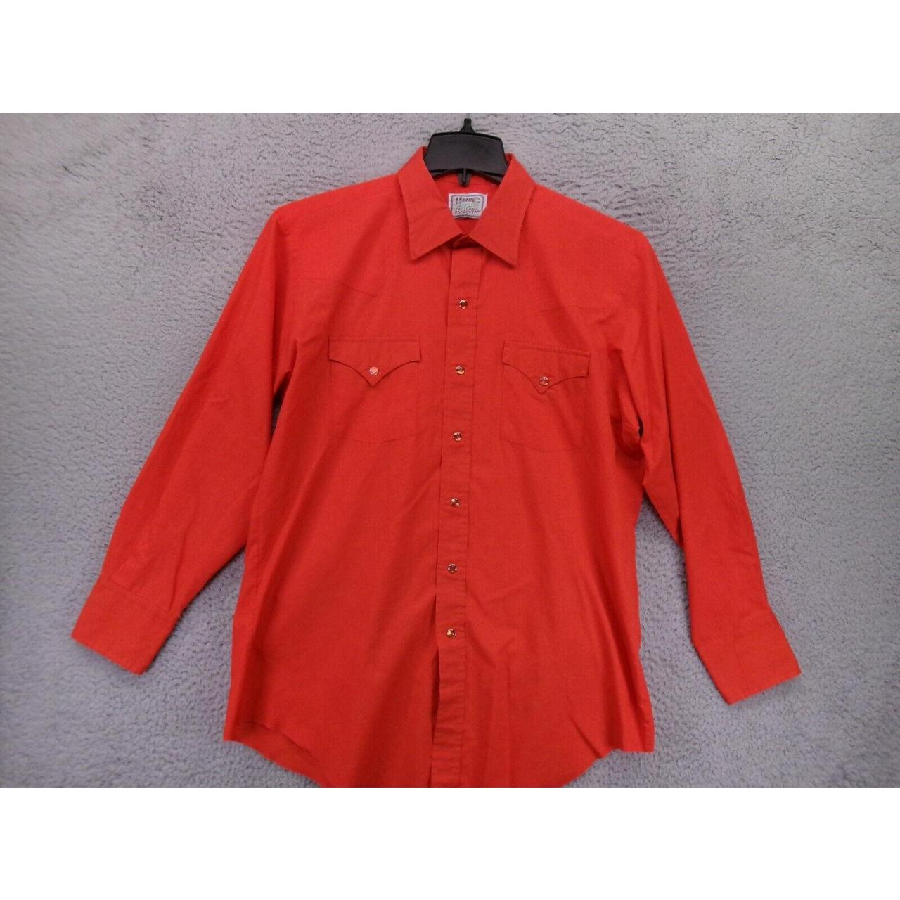 H Bar C Western Shirt Mens Large Red Long Sleeve... - Depop