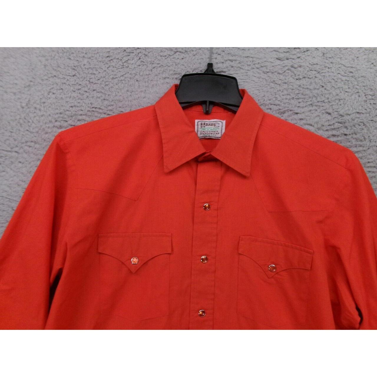 H Bar C Western Shirt Mens Large Red Long Sleeve... - Depop