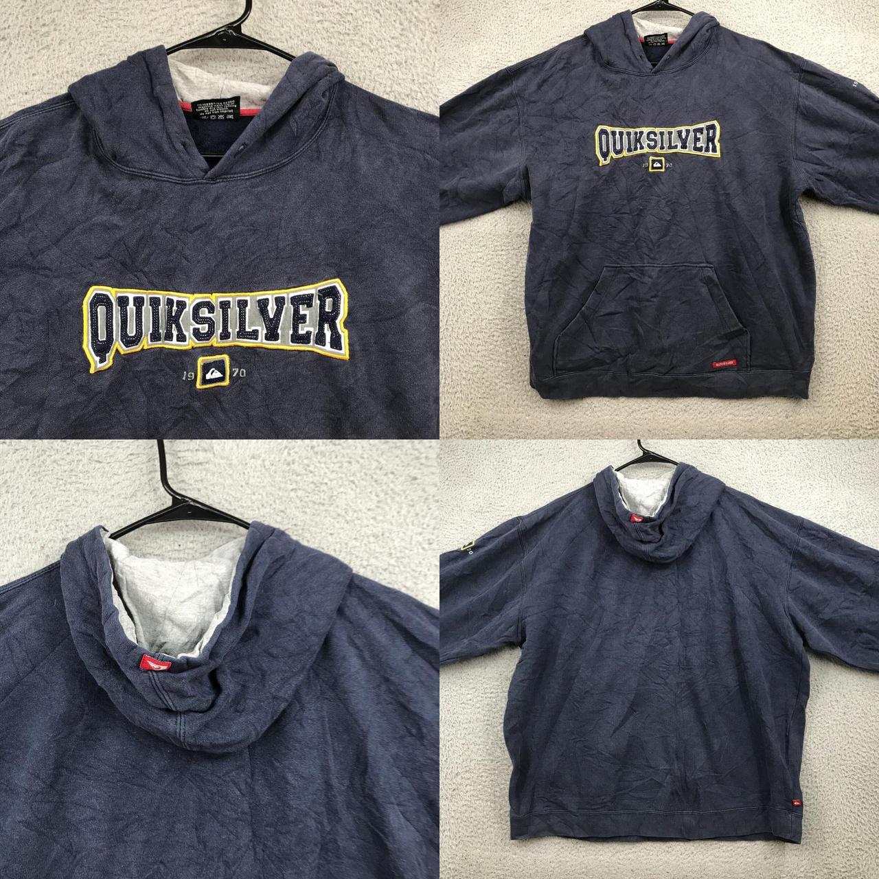 Quicksilver Sweater Adult XL Blue Solid Spellout... - Depop