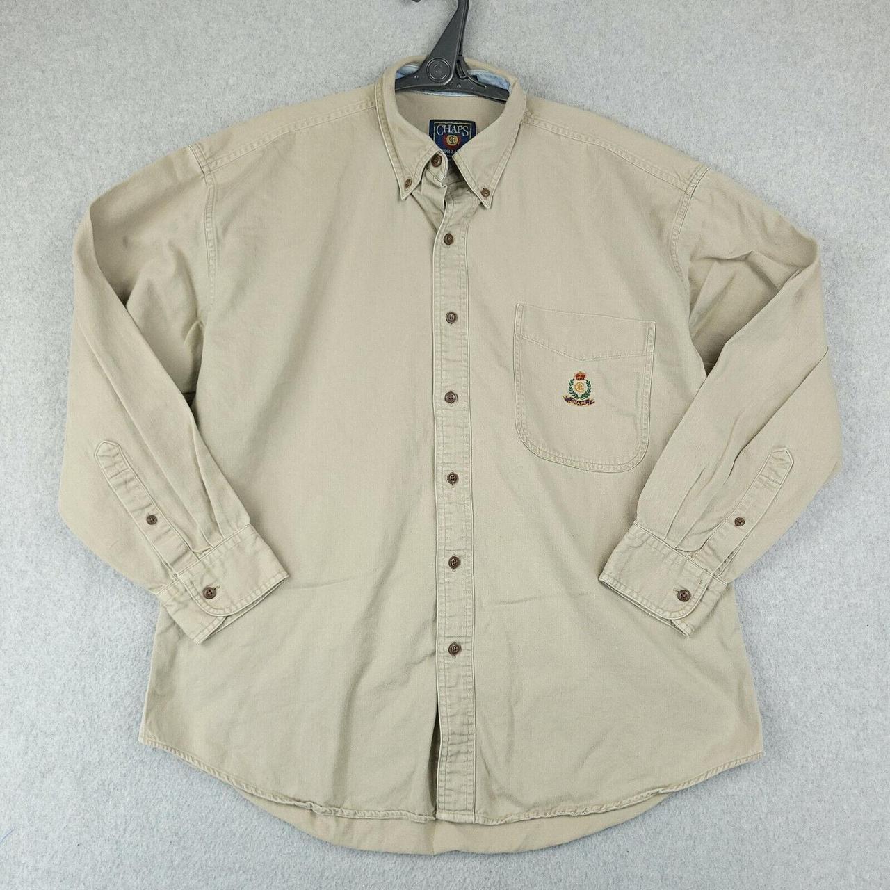 Chaps Ralph Lauren Shirt Mens Large Beige Twill 100%... - Depop