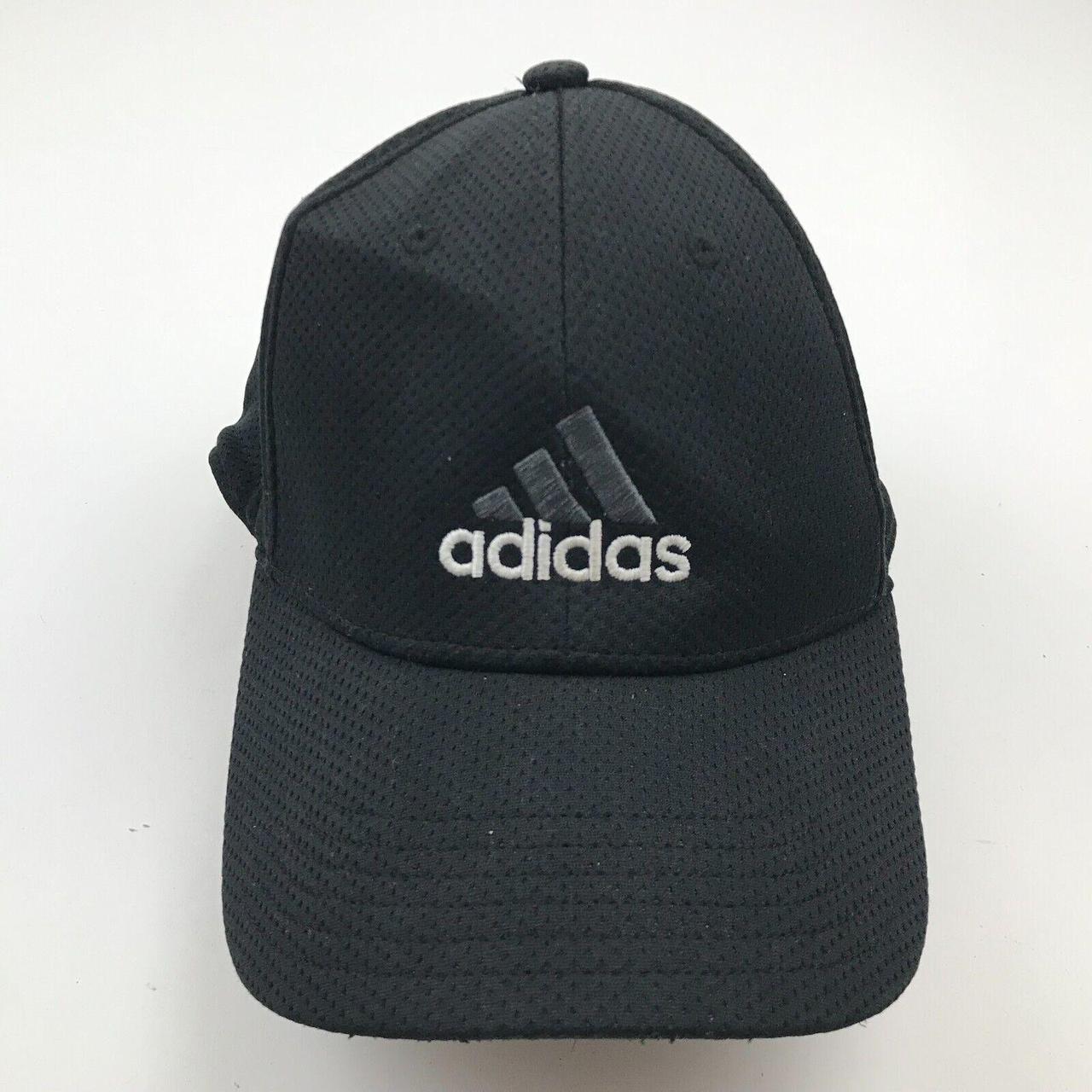 Adidas Hat Cap Stretch Fit Black White Embroidered... - Depop