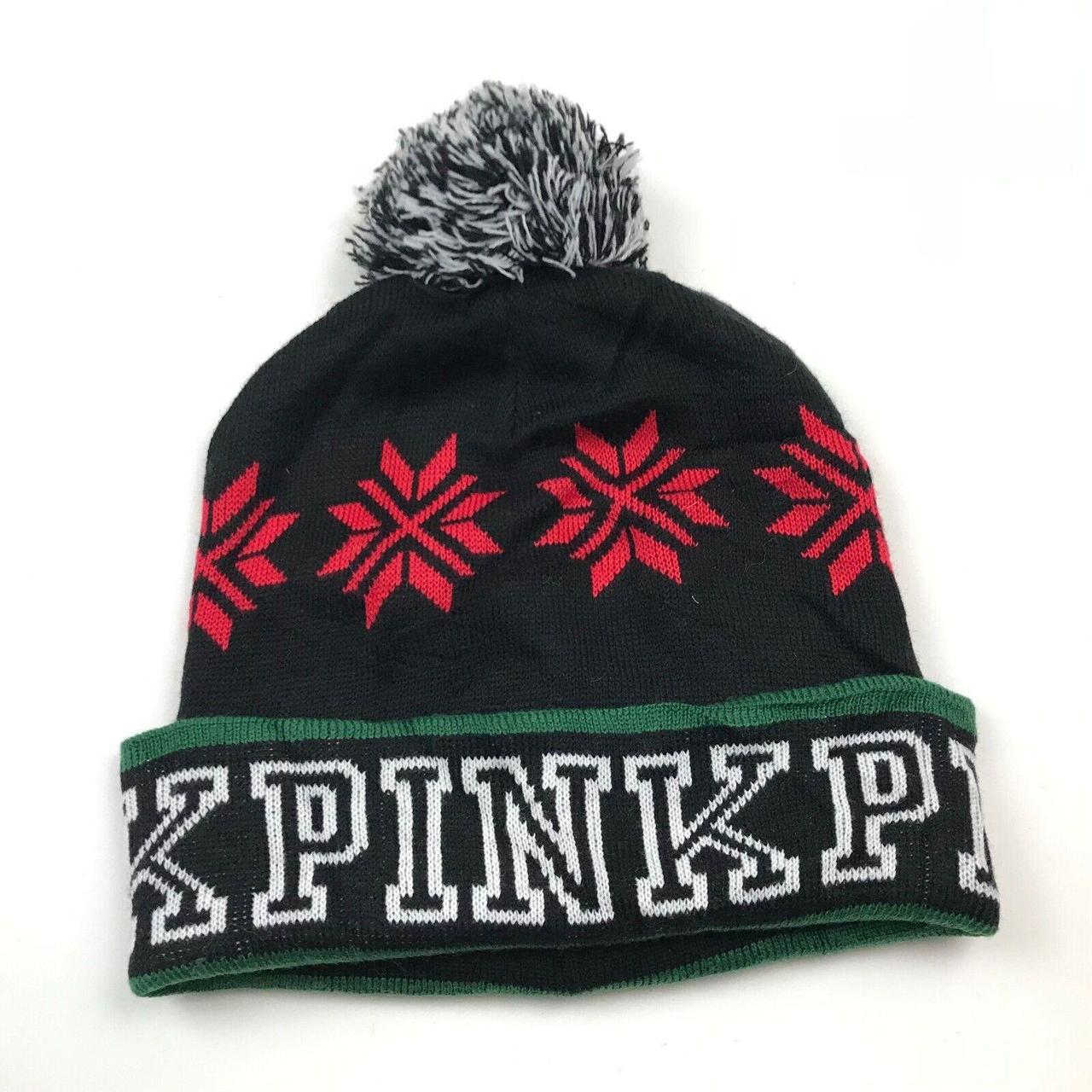 Victoria's Secret Beanie Hat Cap Womens Pompom Black... - Depop