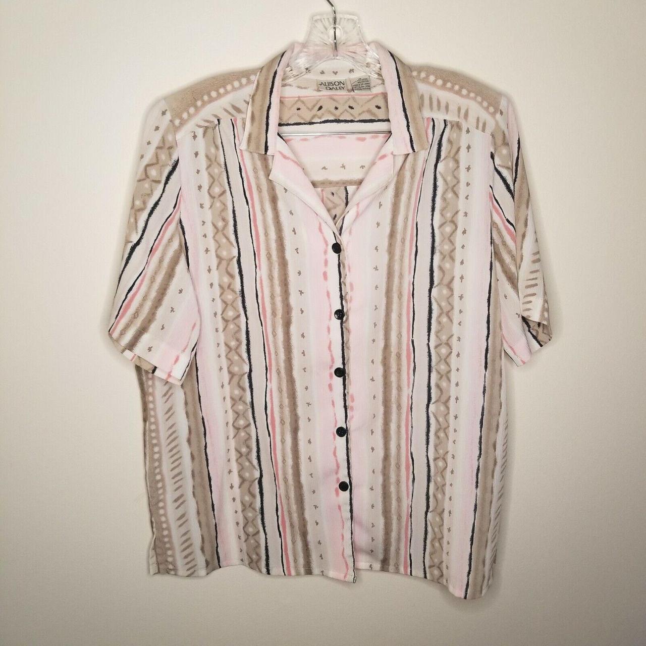 Allison Daley Womens Pink Short Sleeve Button Up... - Depop