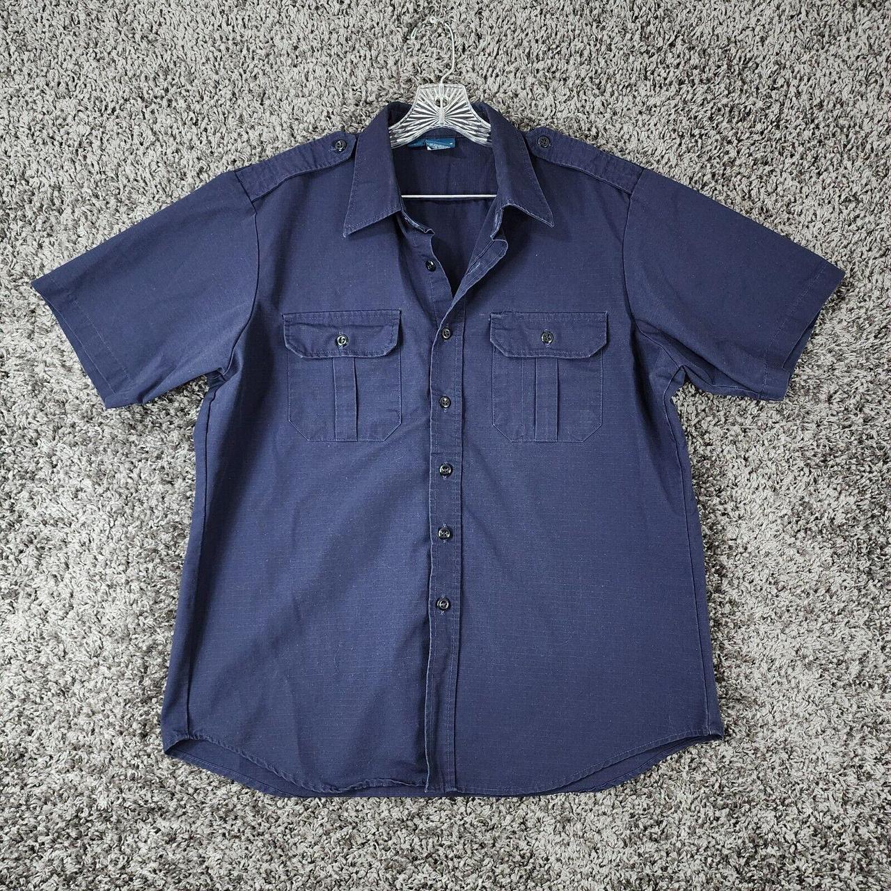 Propper Mens Navy Blue Short Sleeve Tactical Button... - Depop