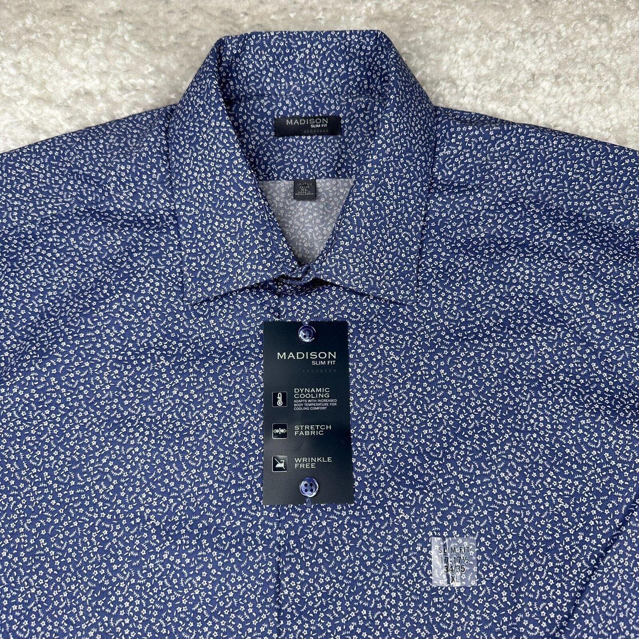 Madison Shirt Mens XL Blue Paisley Slim Fit Long... - Depop