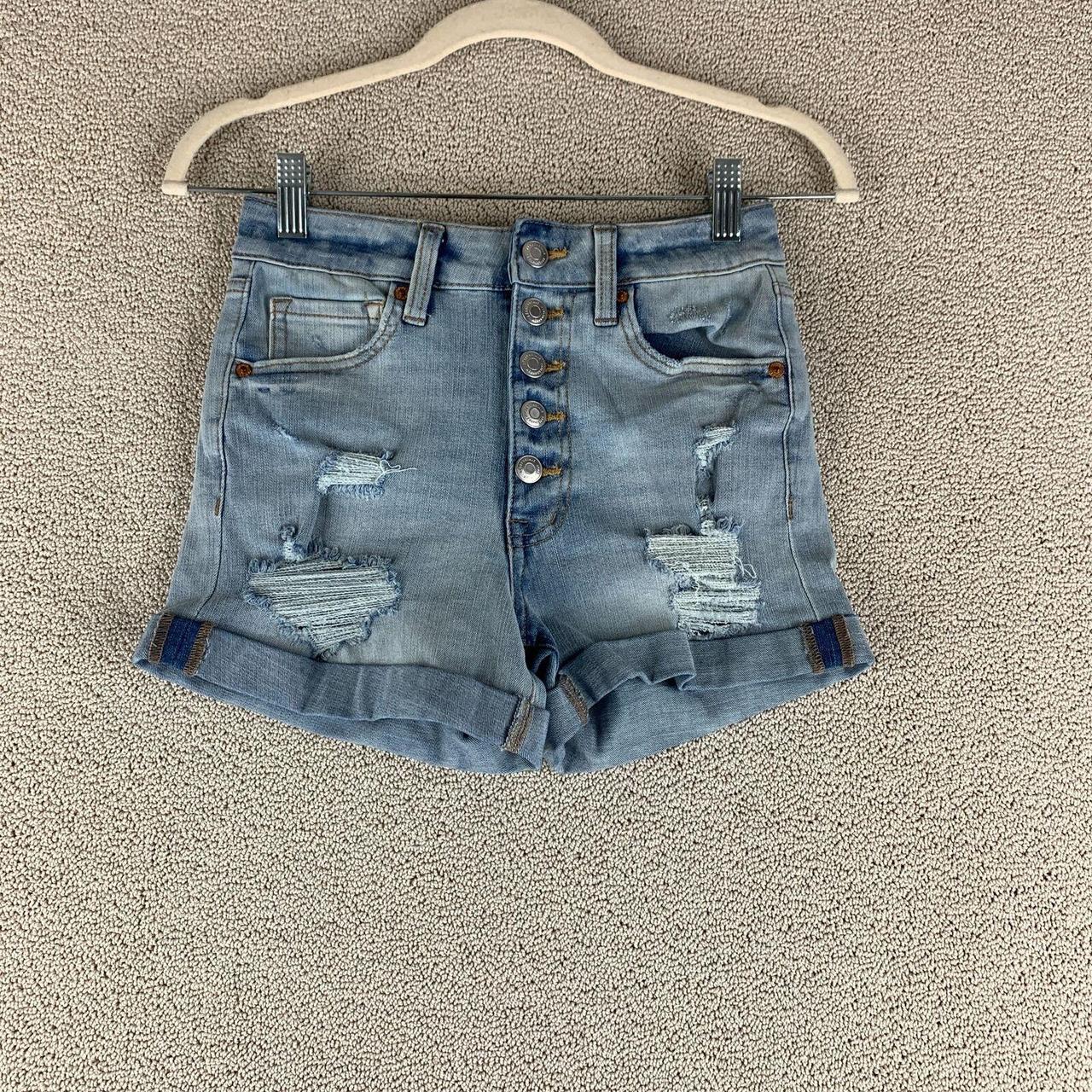 Aero Super High Rise Midi Shorts Women's 2 Blue... - Depop