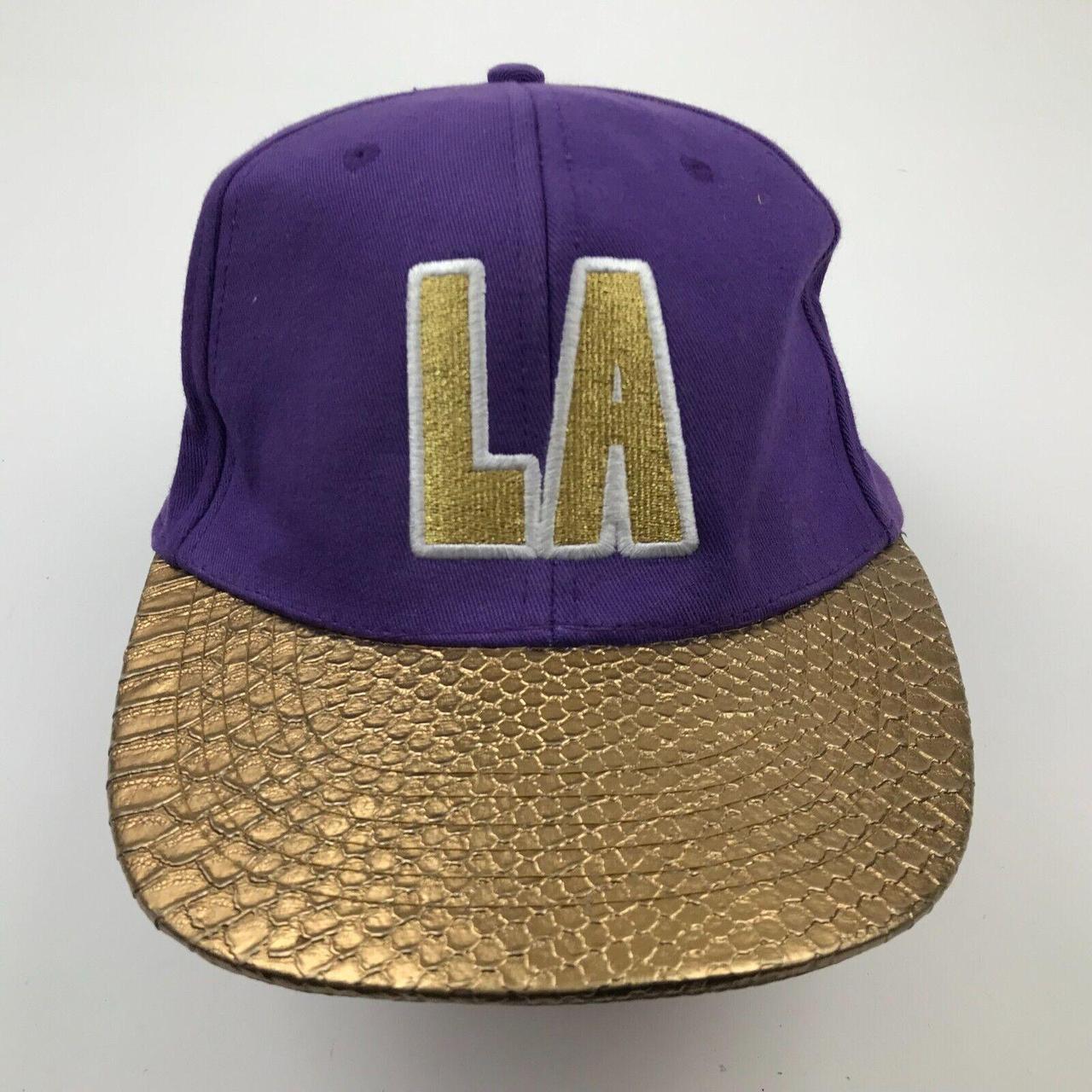 Los Angeles Hat Cap Snapback Purple Gold Adjustable... - Depop