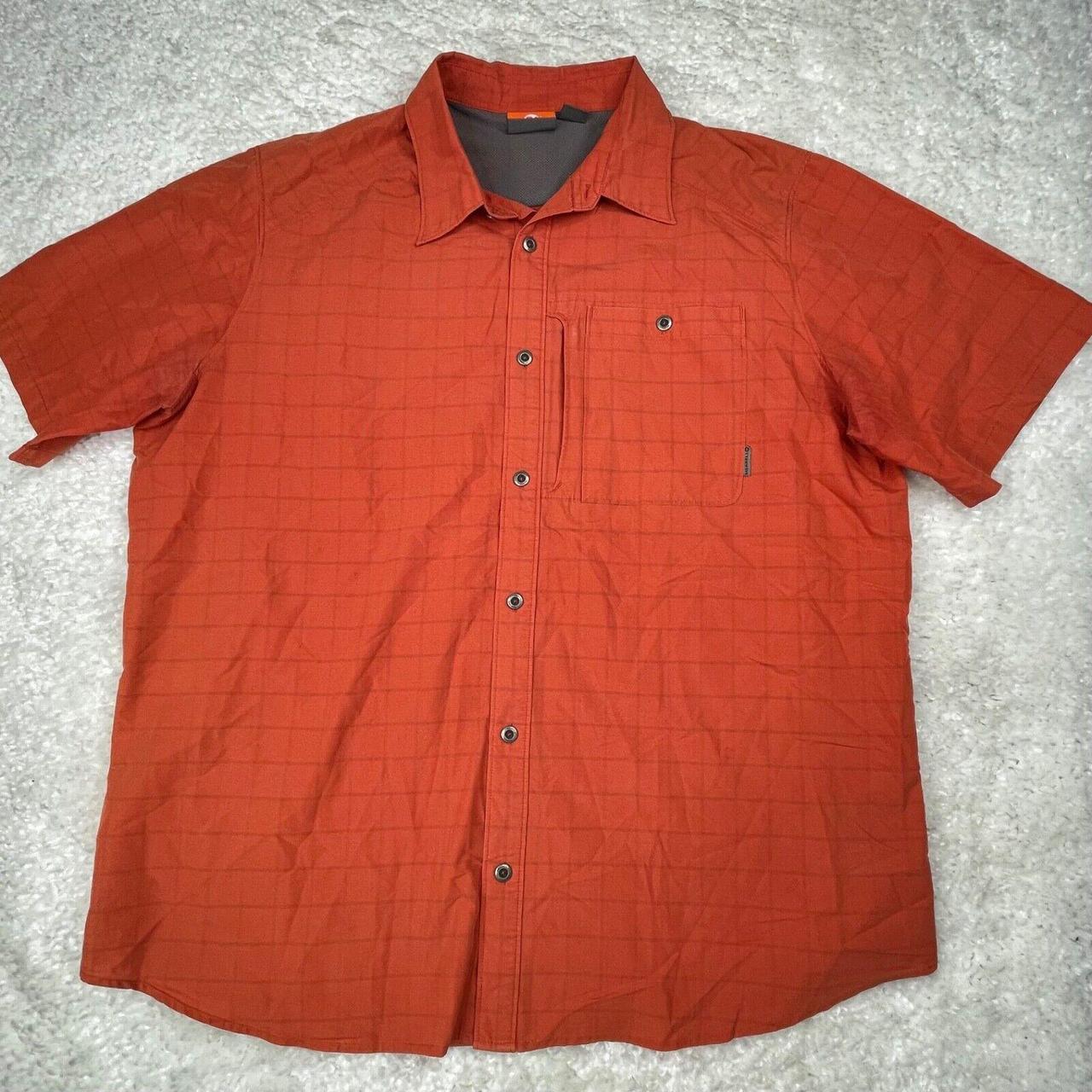 Merrell Shirt Mens XXL Orange Checks Plaid Short... - Depop
