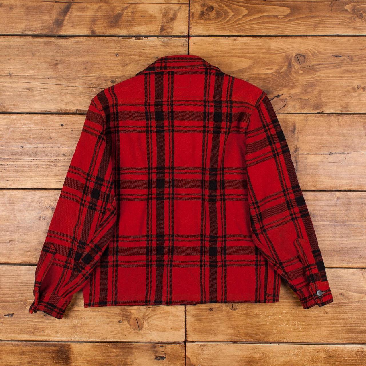 Vintage Wool Jacket L 60s Lumberjack Plaid Overshirt... - Depop