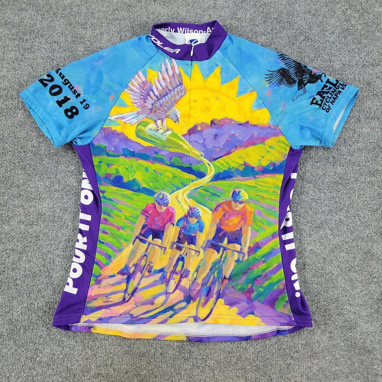 Voler Cycling Jersey Shirt Women's Medium Blue Short... - Depop