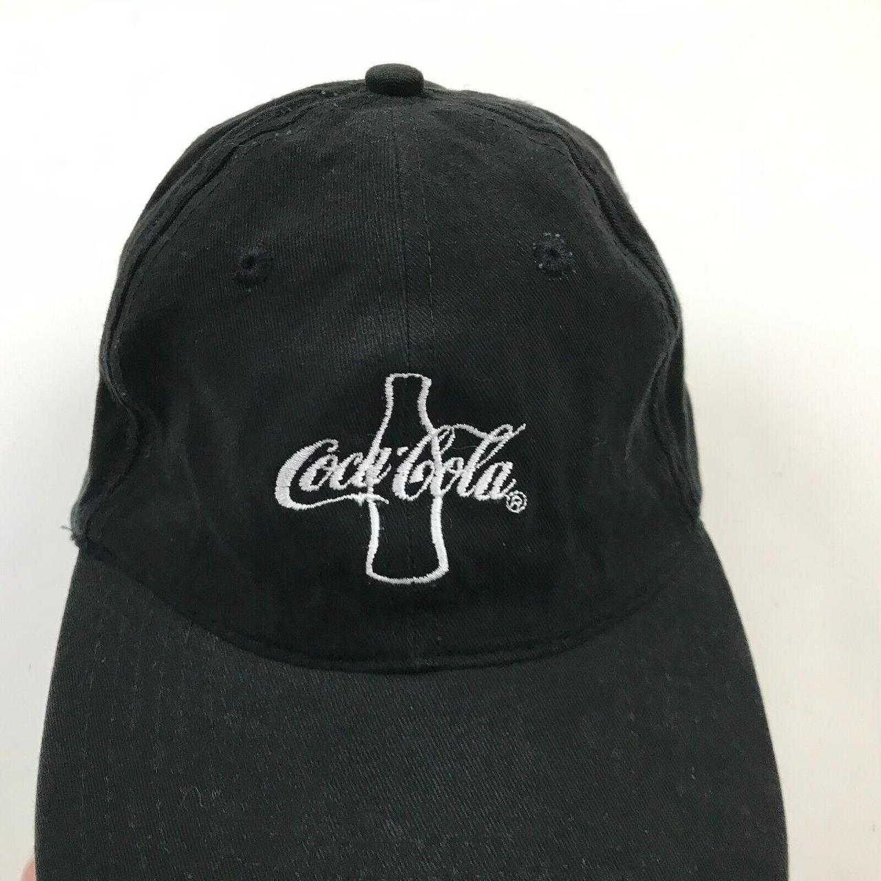 Coca-Cola Hat Cap Strapback Black White Embroidered... - Depop