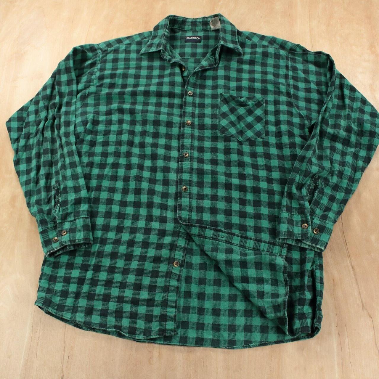 usa made PURITAN thin flannel shirt LARGE TALL plaid... - Depop